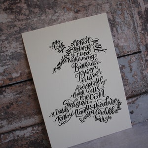 Lettering Map of Wales, Welsh Map, Calligraphy Map Art Print, Welsh ...