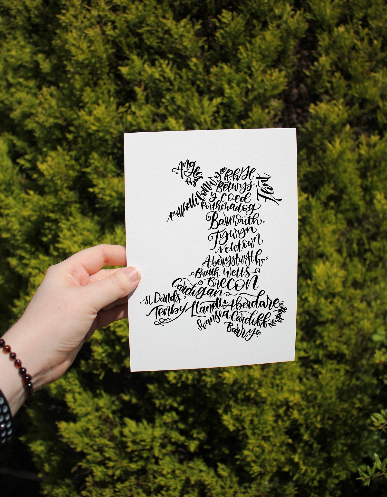 Lettering Map of Wales, Welsh Map, Calligraphy Map Art Print, Welsh ...