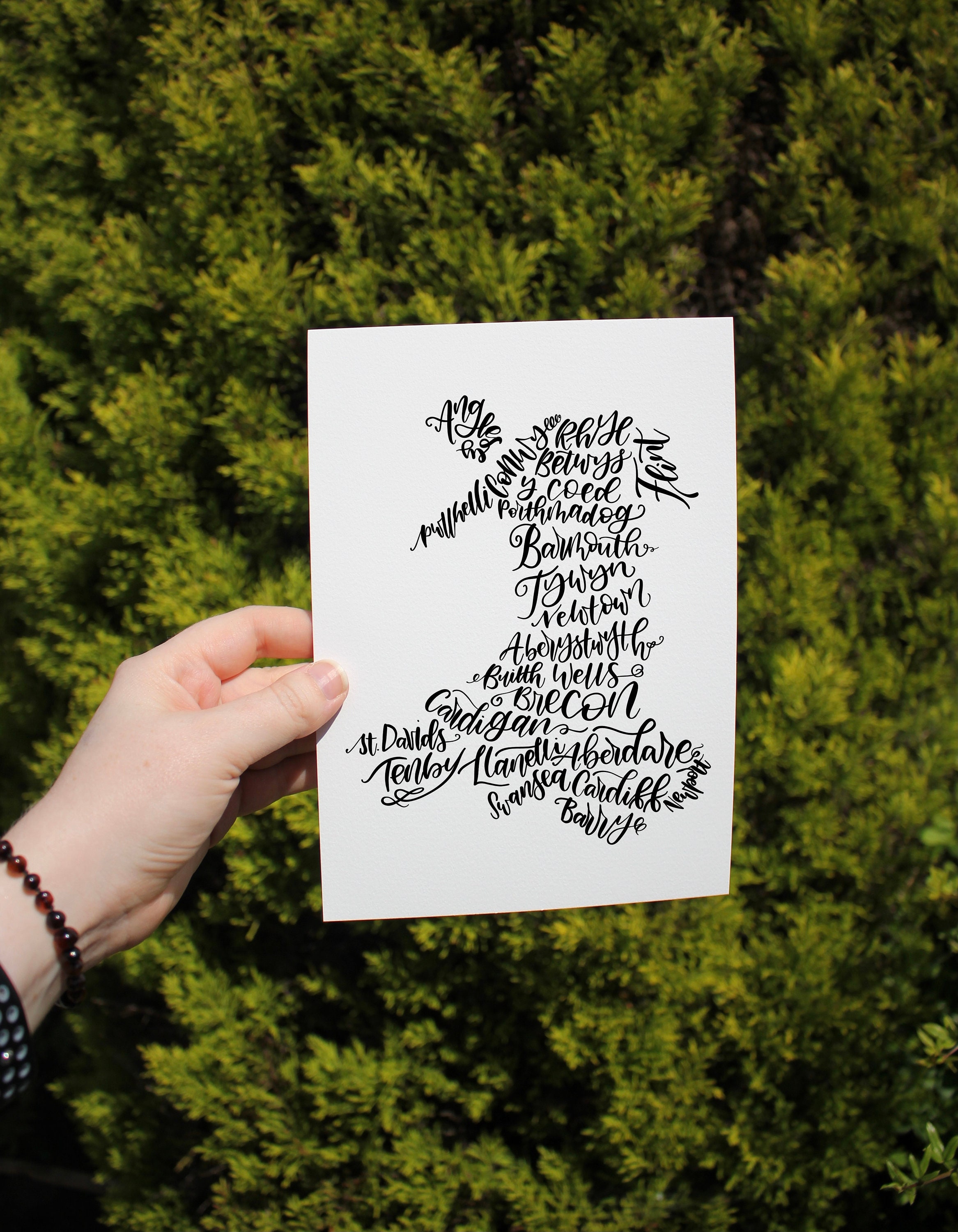 Lettering Map of Wales, Welsh Map, Calligraphy Map Art Print, Welsh ...