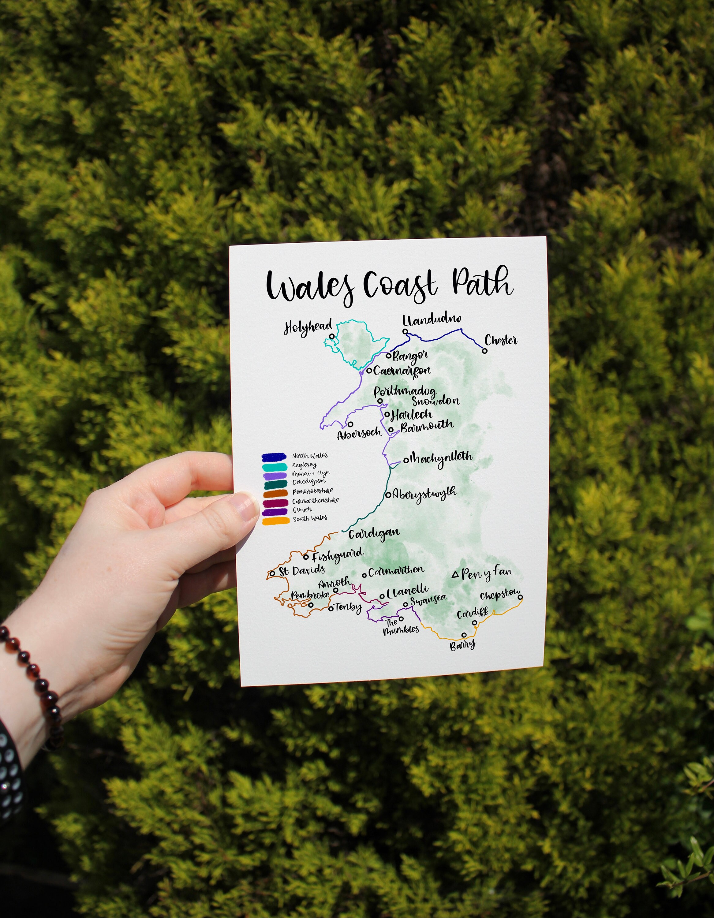 Wales Coast Path Map, Welsh Coastal Walk Art, Rambling Gift, Hiking ...