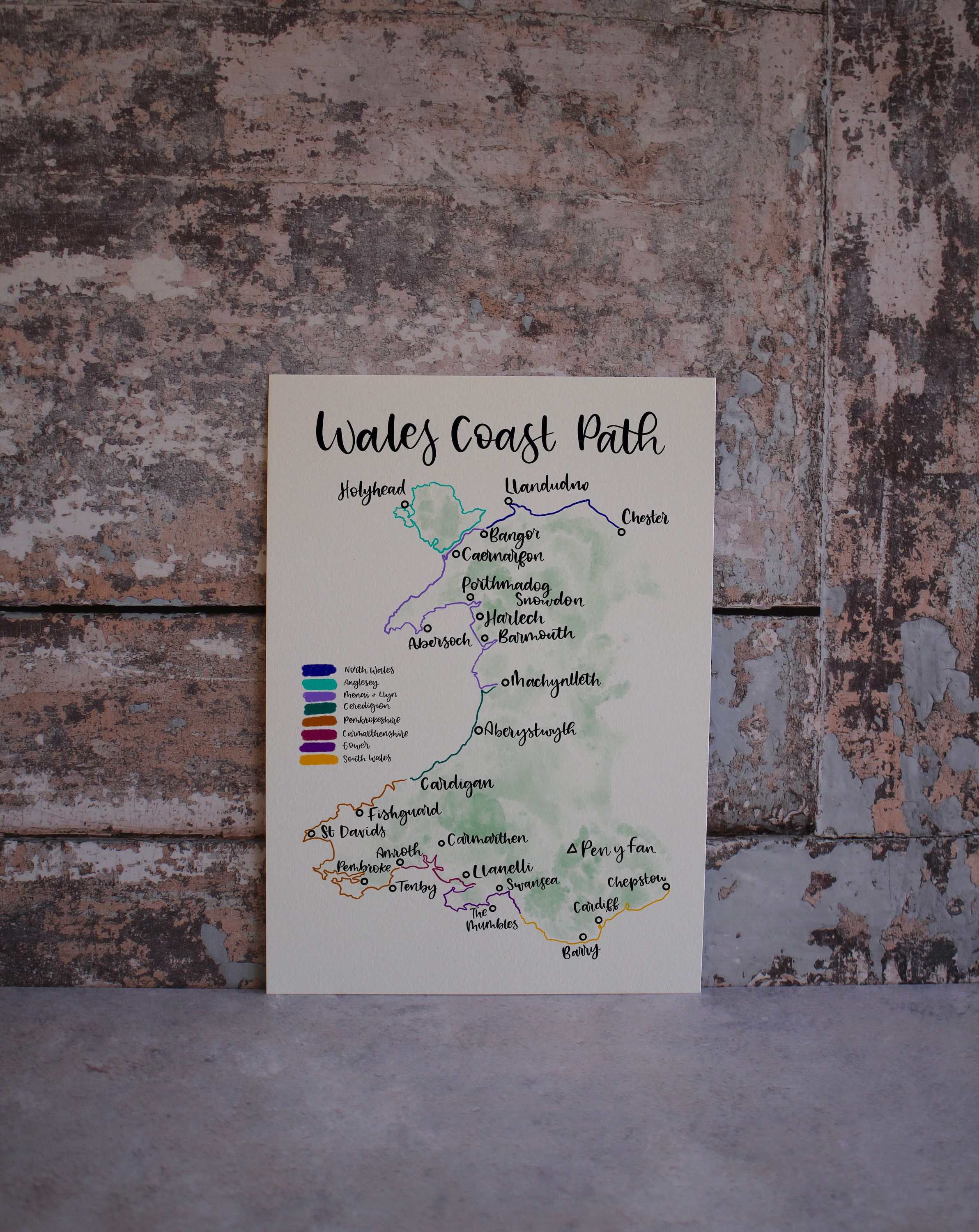 Wales Coast Path Map Welsh Coastal Walk Art Rambling Gift - Etsy UK