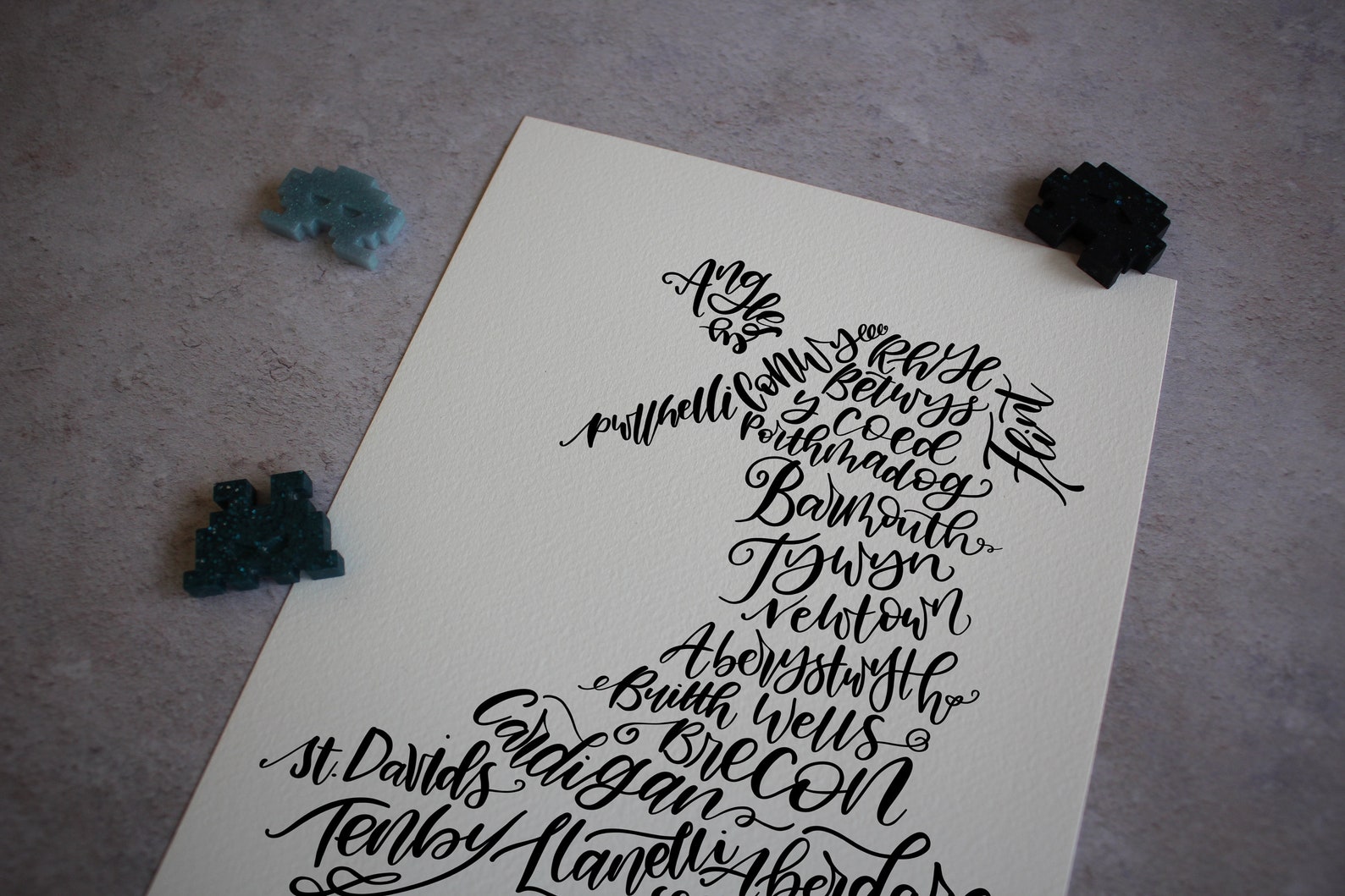 Lettering Map of Wales, Welsh Map, Calligraphy Map Art Print, Welsh ...