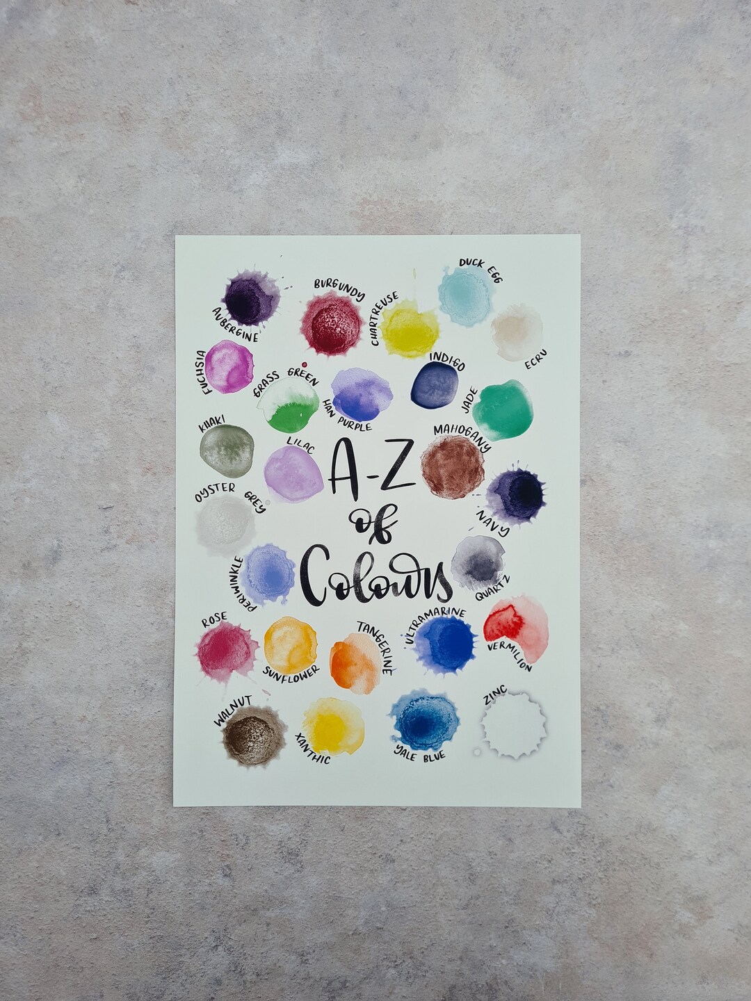 Colour Alphabet Art Print, A-Z of Colours Wall Art, ABC of Colours ...