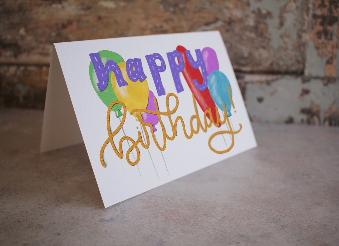 Papercut Style Birthday Card With Balloons, Gender Neutral Birthday ...