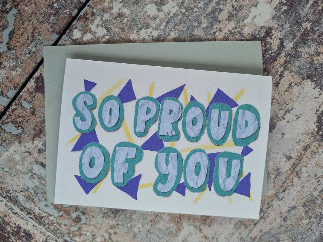 Blue so Proud of You Card UK, Blue and Yellow Well Done Card for Son ...