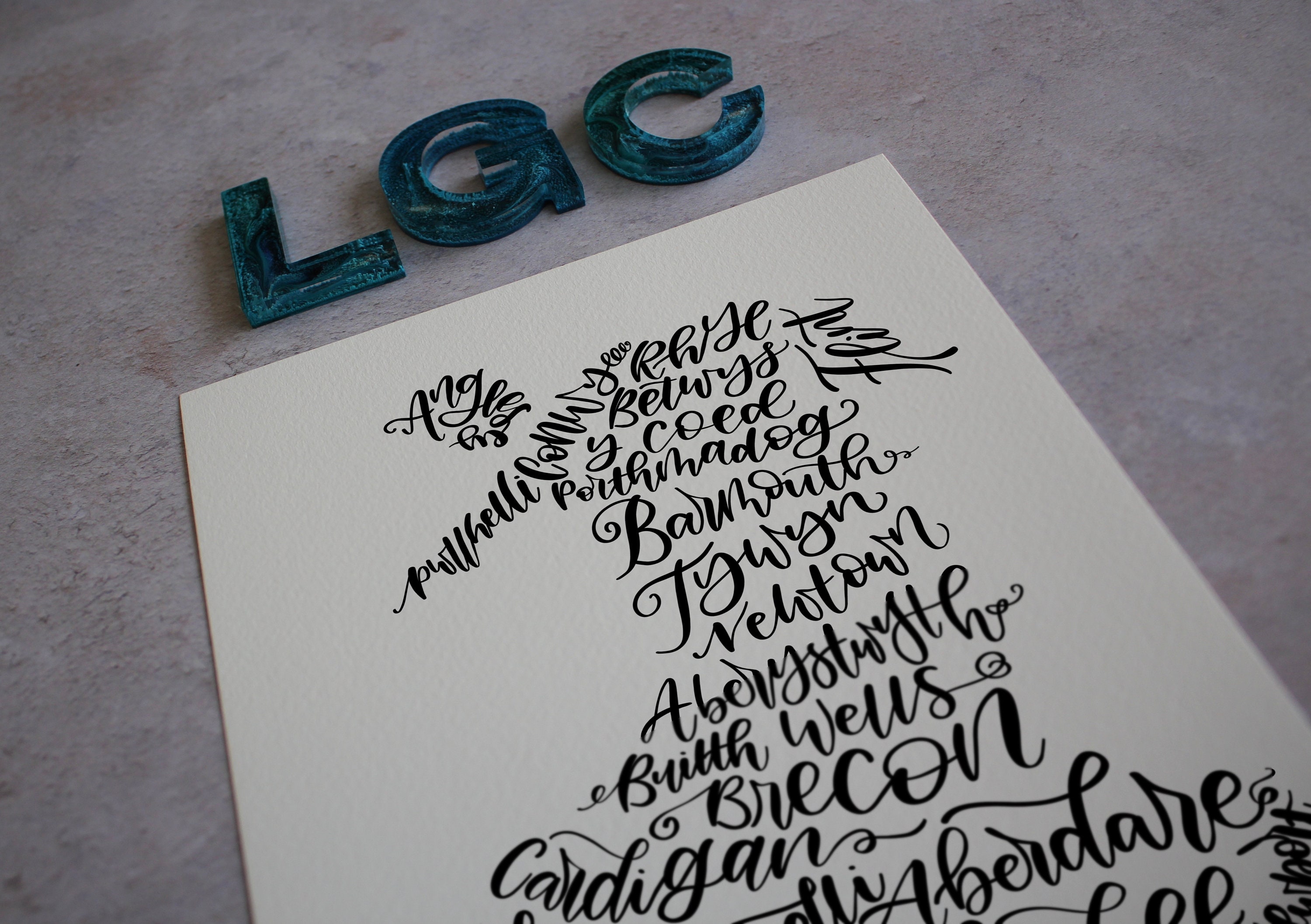 Lettering Map of Wales, Welsh Map, Calligraphy Map Art Print, Welsh ...