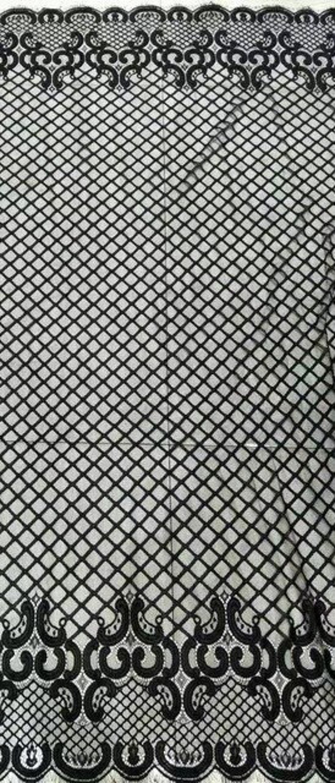 2024 New Design Mesh Pattern Soft Lace Eyelash Fabric Black Lace off ...