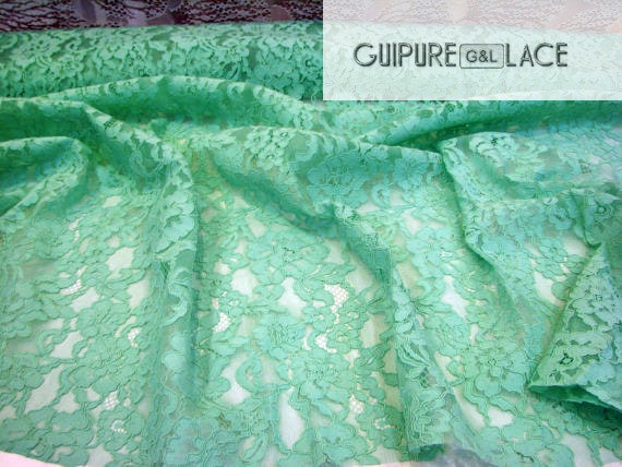 Green Lace Fabric French Lace Embroidered Lace Wedding - Etsy