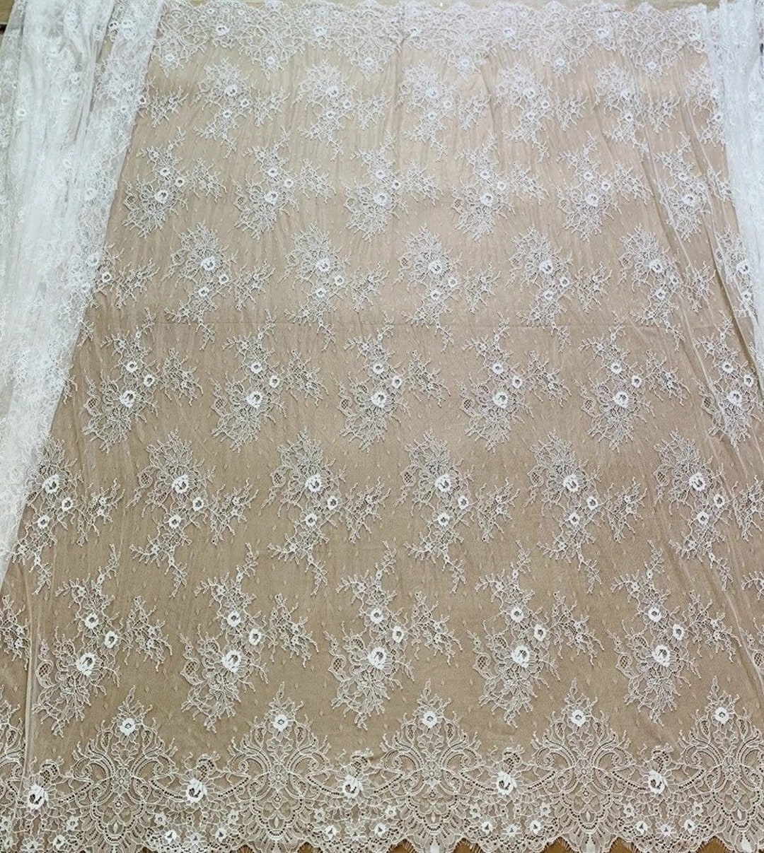 2024 French Lace Hollowed Plum Flower Eyelash Lace Fabric DIY Clothing ...