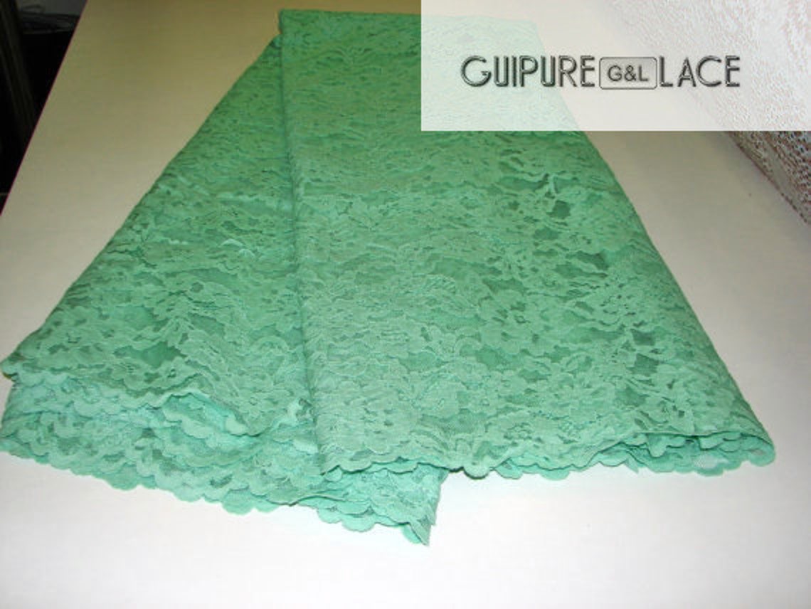 Green Lace Fabric French Lace Embroidered Lace Wedding - Etsy