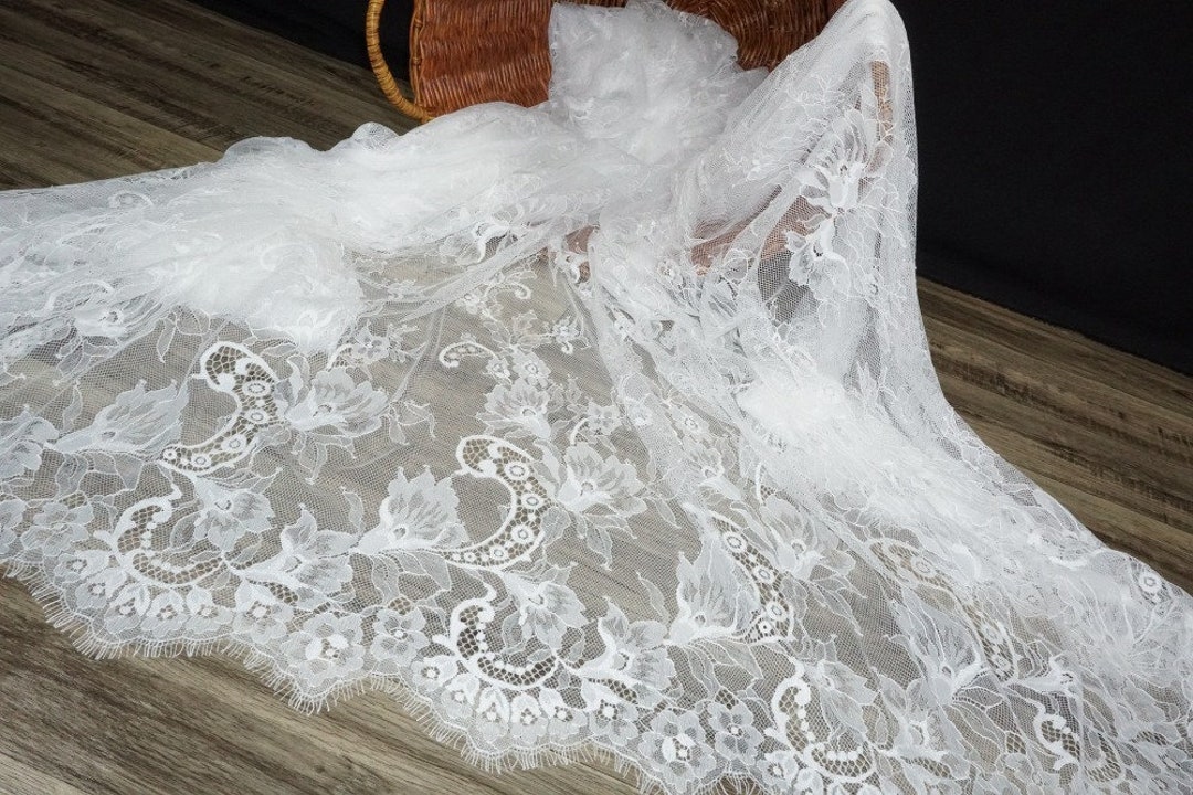 Subtle Quality Cahntilly Lace Fabric Piece Double Edging - Etsy