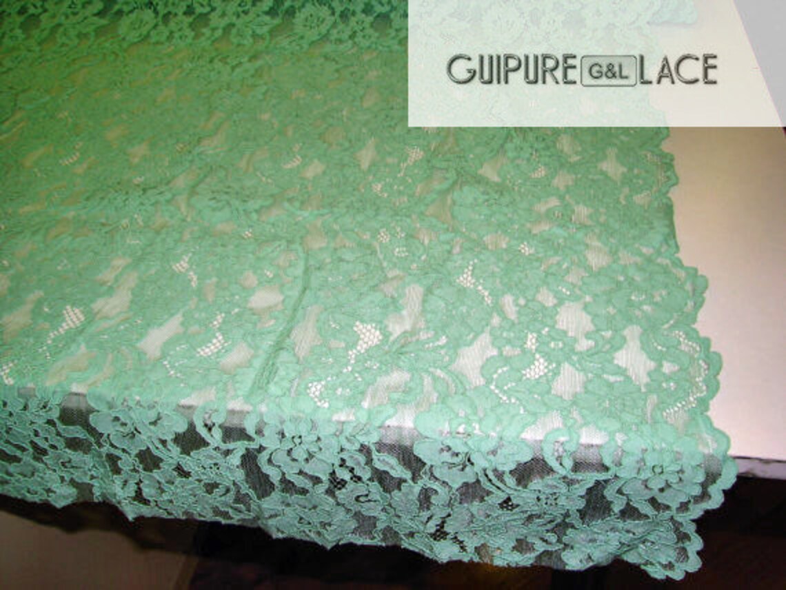 Green Lace Fabric French Lace Embroidered Lace Wedding - Etsy