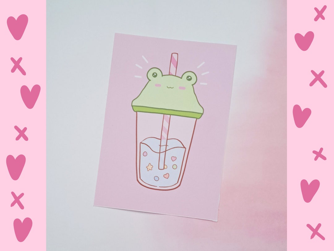 Kawaii Froggy Bubble Tea Print A6 - Etsy
