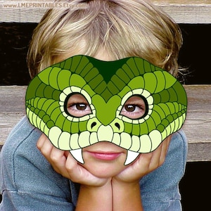 Green Snake Printable Mask Reptile Costume Lizard Animal Craft ...