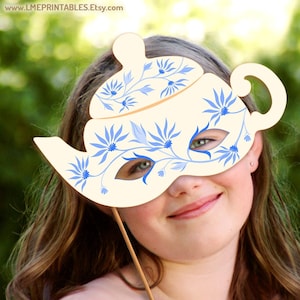 Tea Time Printable Mask Party Favor Teapot Halloween Costume Role Play ...