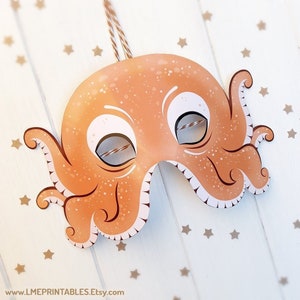Octopus Printable Mask Halloween Costume Sea Animals Masks - Etsy