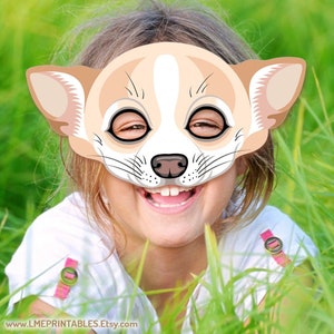 Chihuahua Dog Mask Printable Halloween Costume Puppy Animal Paper Craft ...