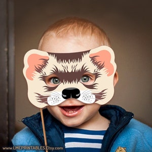 Ferret Mask Printable Weasel Carnival Costume Woodland Animal Party ...