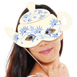 Tea Time Printable Mask Party Favor Teapot Halloween Costume Role Play ...