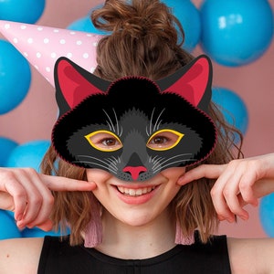 Black Cat Mask Printable Halloween Party Costume Pet Animal Pattern ...