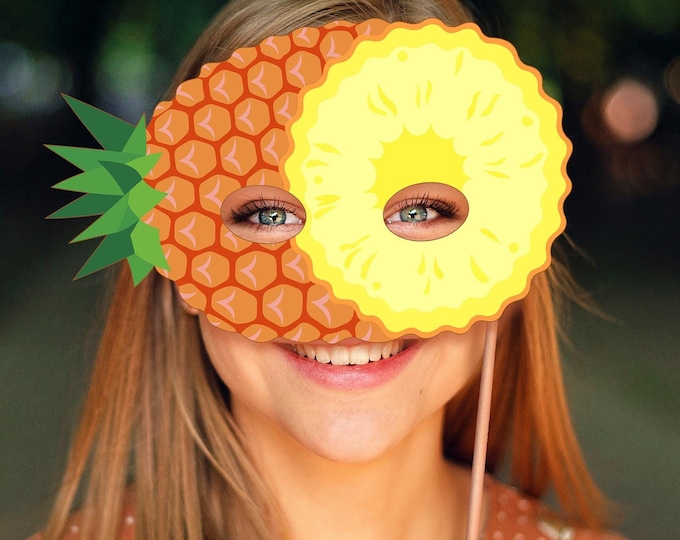 Pineapple Mask Printable Pineapple Costume Fruit Mask Yellow Halloween ...