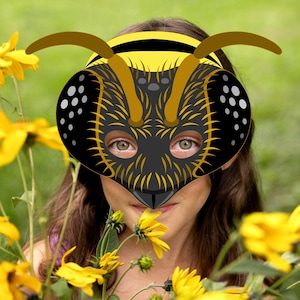 Bee Mask Printable Bumblebee Costume Insect Animal Bug Activity School ...