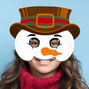 Snowman Mask Printable Halloween Costume Winter Party Snow Man ...