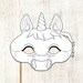 Unicorn Coloring Printable Mask Halloween Costume White Horse Party ...