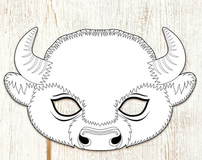 Buffalo Printable Mask Bison Mask Printable Animal Mask Halloween Party ...