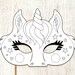 Unicorn Coloring Printable Mask Halloween Costume Party Games | Etsy
