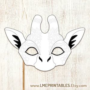Giraffe Coloring Mask Printable Halloween Costume DIY Safari - Etsy