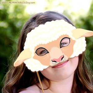 Sheep Printable Mask Halloween Costume White Animal Farm Carnival Lamb ...