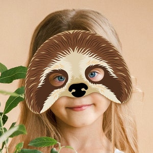 Sloth Mask Printable Costume Animal Carnival Halloween Party Favor ...