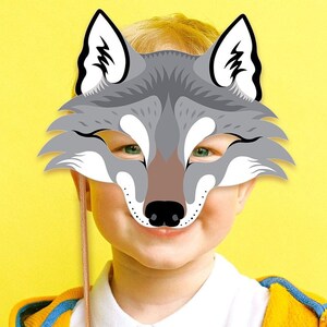 Gray Wolf Mask Printable Costume Woodland Halloween Party Favor Forest ...