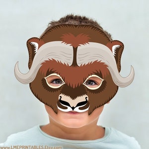 Musk Ox Mask Printable Costume Animal American Bull Bison Buffalo Yak ...