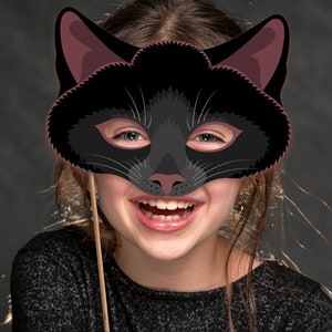Black Cat Mask Printable Halloween Party Costume Pet Animal - Etsy