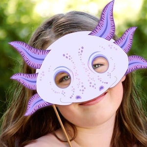 Lavender Axolotl Mask Printable Halloween PDF Paper Costume Template ...