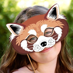 Red Panda Mask Printable Carnival Costume Asian Animal Paper Mask Party ...