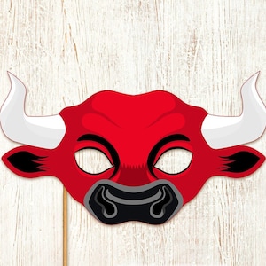 Red Bull Mask Printable Ox Buffalo Carnival Paper Costume Halloween ...