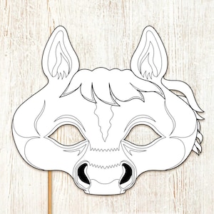 Horse Coloring Mask Printable Costume Carnival Colouring Pony Animal ...
