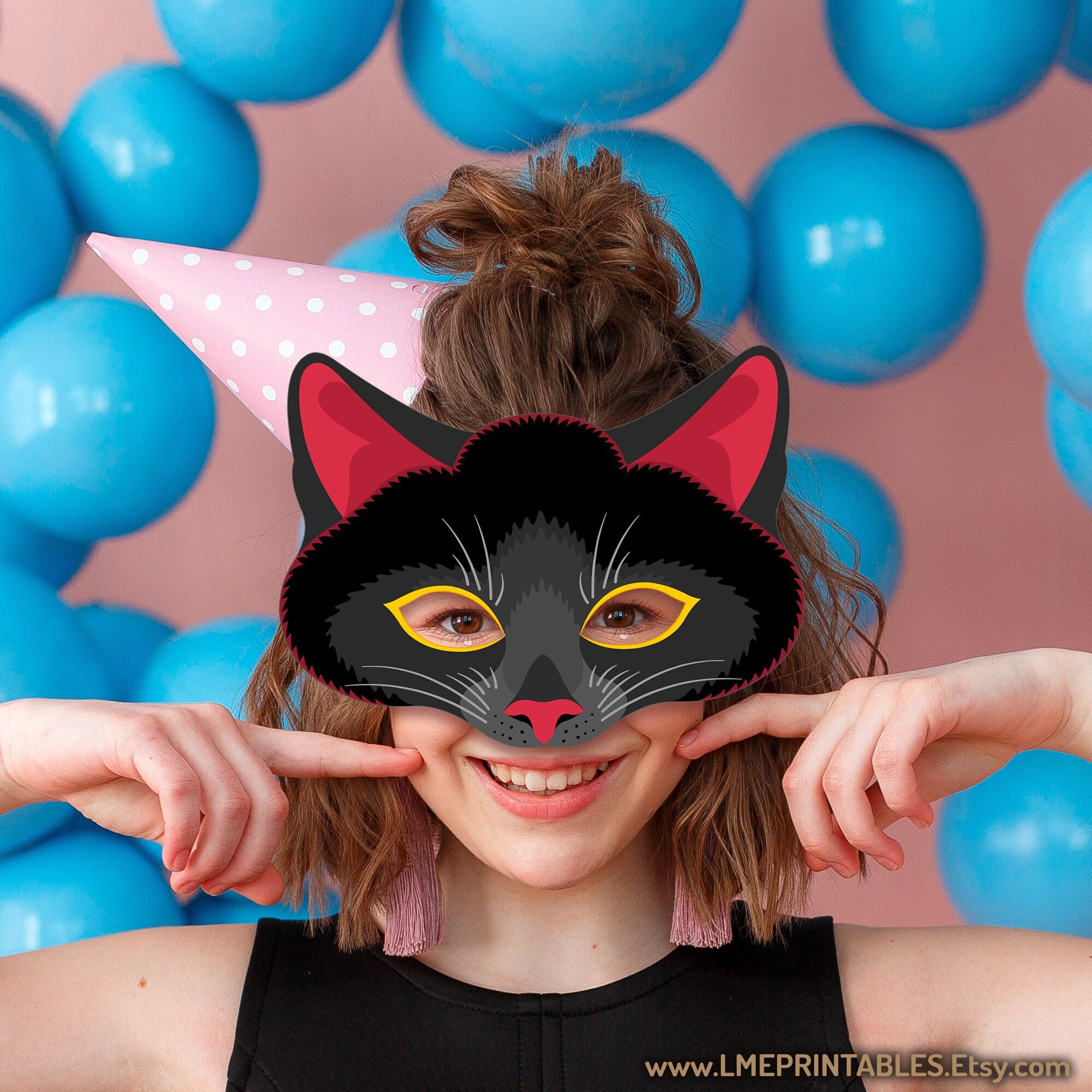 Black Cat Mask Printable Halloween Party Costume Pet Animal Pattern ...