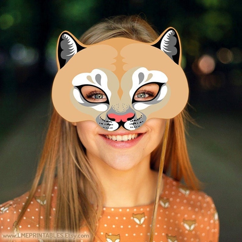 Puma Mask Printable Halloween Mountain Lion Animal Costume - Etsy