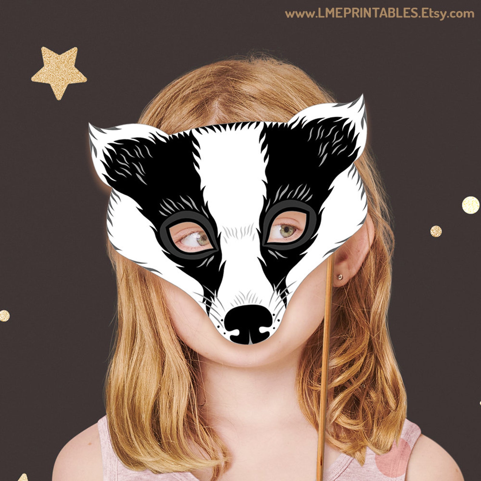 Badger Mask Printable Halloween Costume Animal Hufflepuff Woodland ...