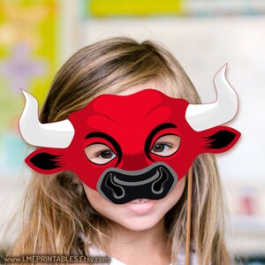 Red Bull Mask Printable Ox Buffalo Carnival Paper Costume Halloween ...