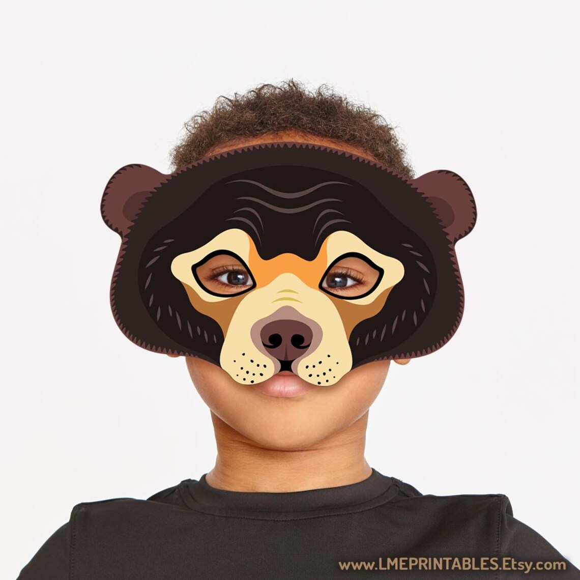 Sun Bear Mask Printable Costume Halloween Woodland Paper Animal Honey ...