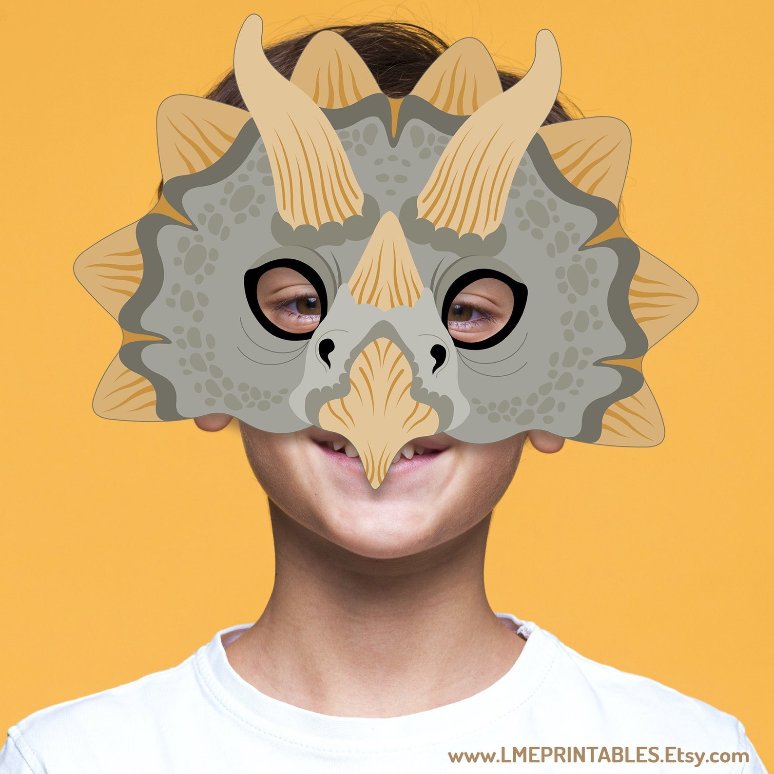 Triceratops Mask Printable Dinosaur Animal Costume Halloween Pattern ...