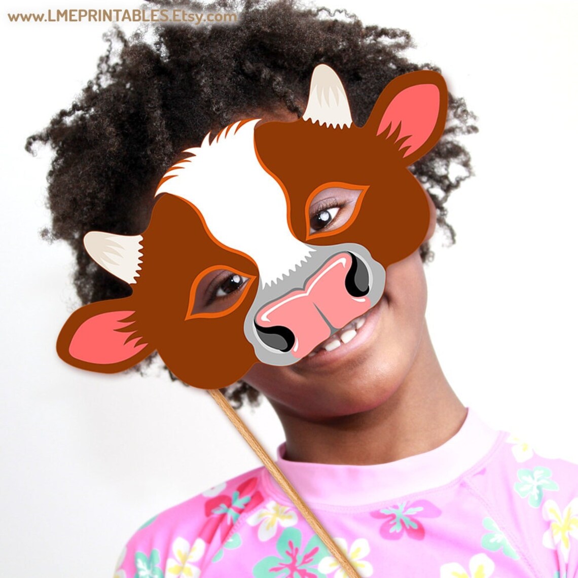 Cow Mask Printable Costume Calf Halloween Brown White Mask - Etsy