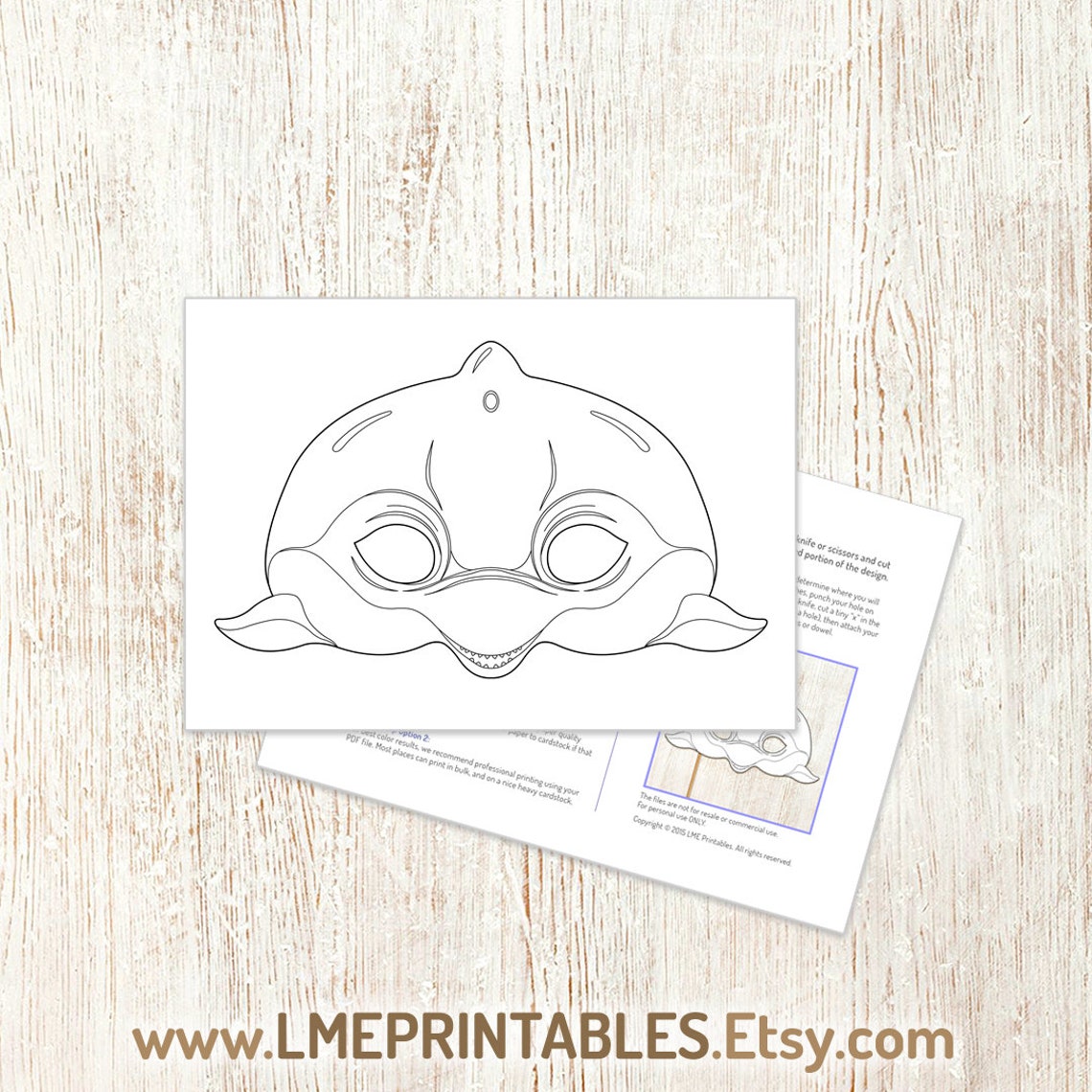 Dolphin Coloring Mask Printable Halloween Costume Pool Party Games ...