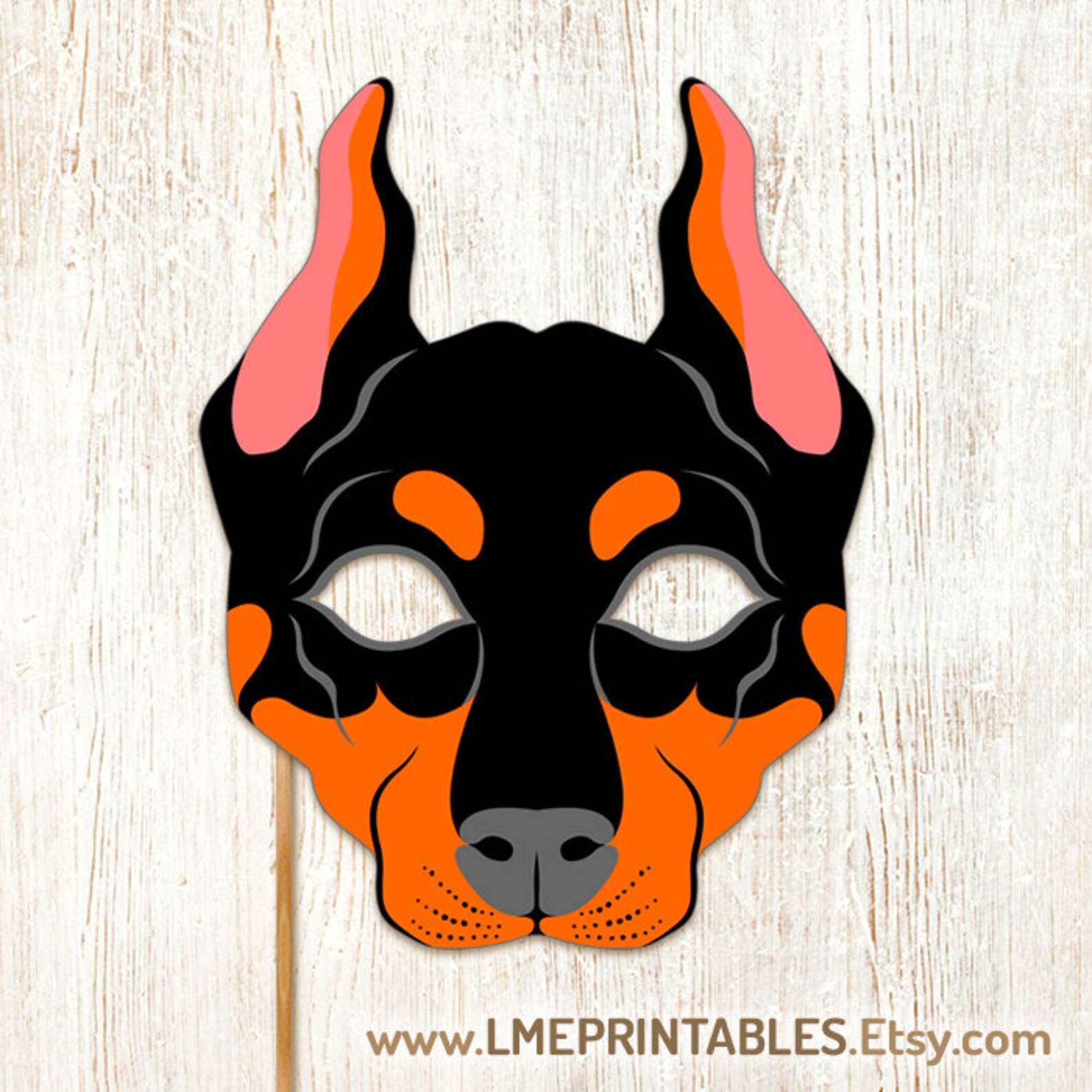 Doberman Dog Mask Printable Masks Pet Costume Pinscher Dog Animal Party ...