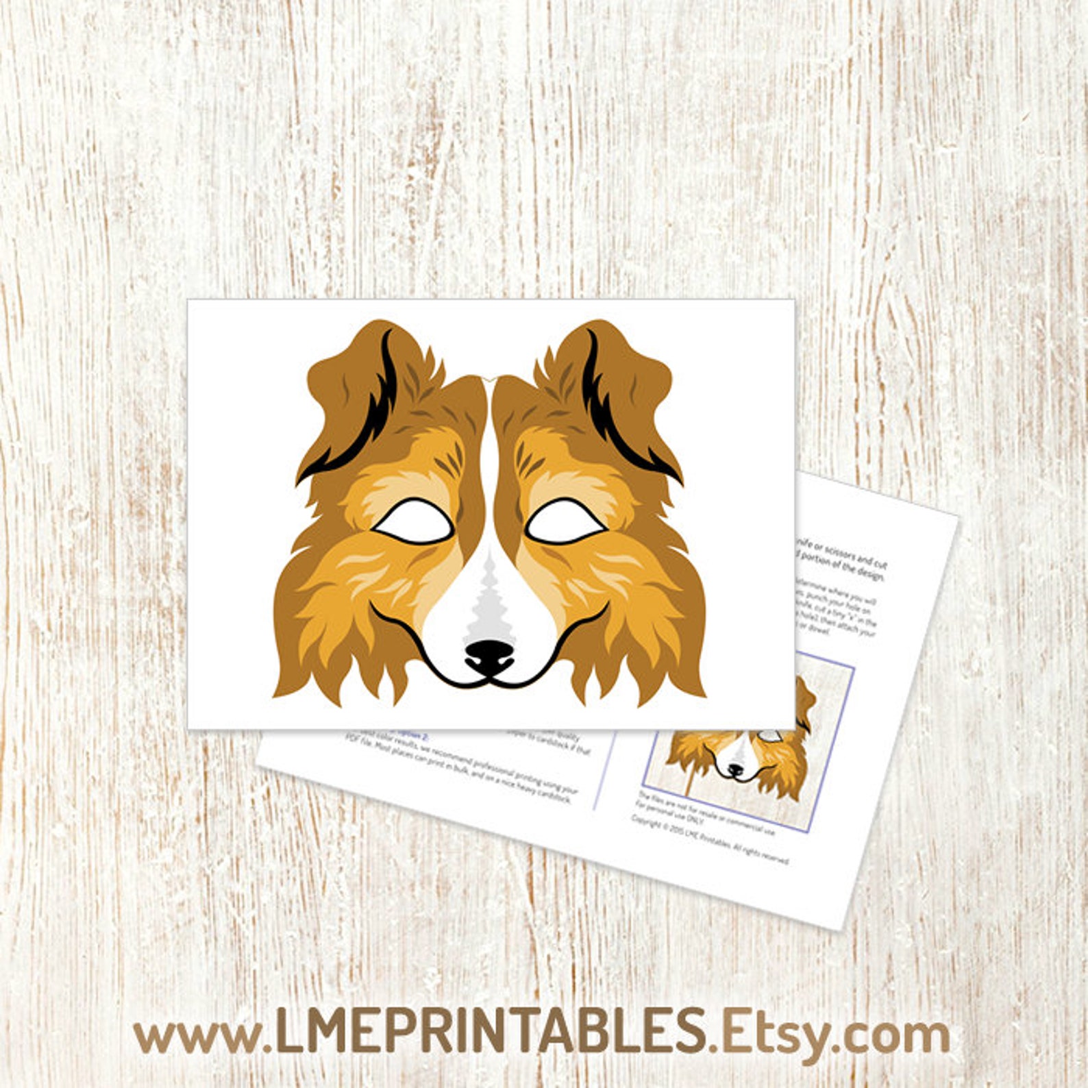 Collie Dog Mask Printable Halloween Animals Costume DIY Kid - Etsy